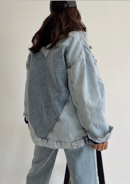 Heart-shaped back detailed denim jacket – Randisoutfit